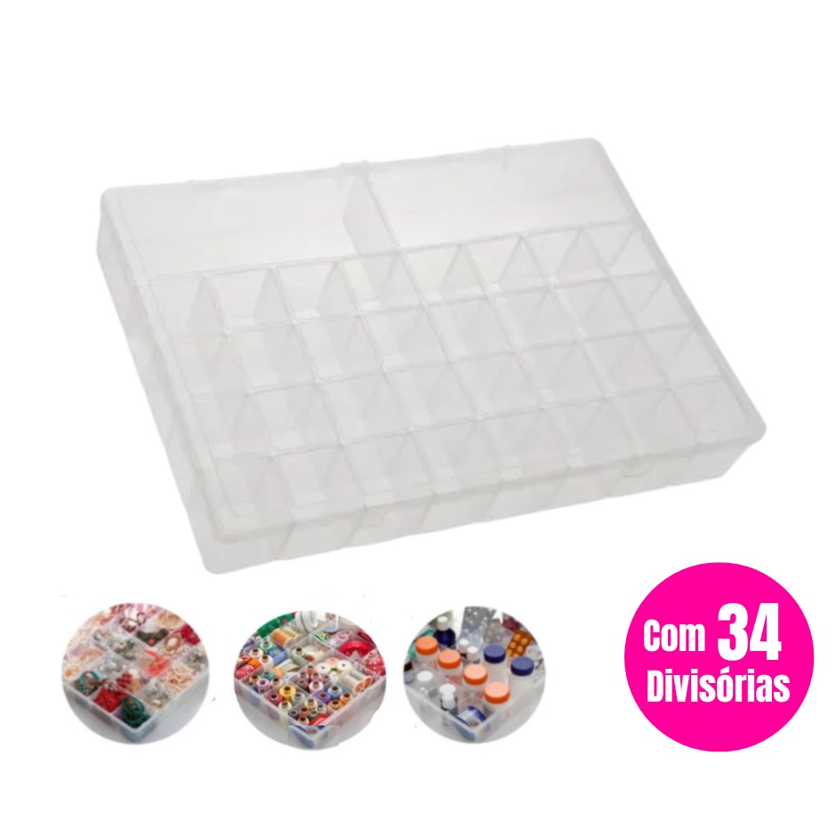 Caixa Organizadora Box Grande Transparente Com 34 Divisórias | Shopee ...