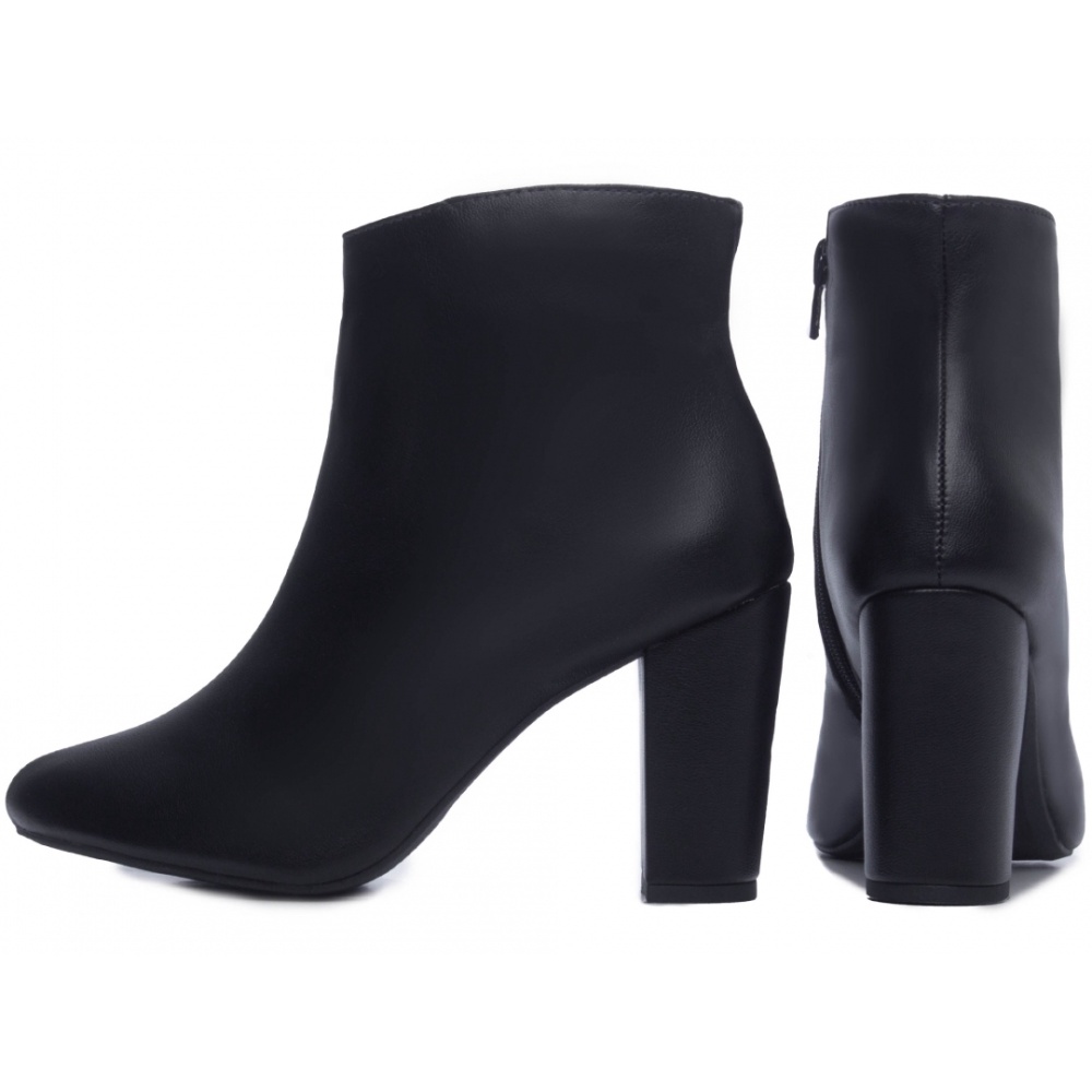 BOTA FEMININA SALTO GROSSO QUADRADO | COM ZÍPER CANO CURTO PRETA OU ...