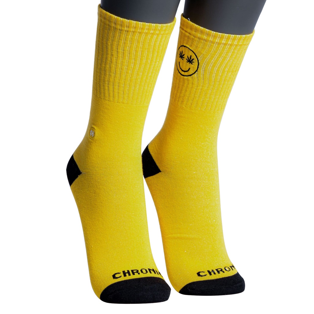 Meia Chronic 420 Cano Longo Smile Ganja Emoji Amarela Skate | Shopee Brasil