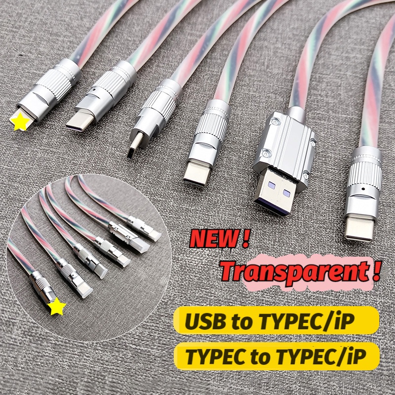 Novo Cabo Transparente De Silicone PD 120W De Liga De Zinco Tipo C Super Carregamento Dados Para ...