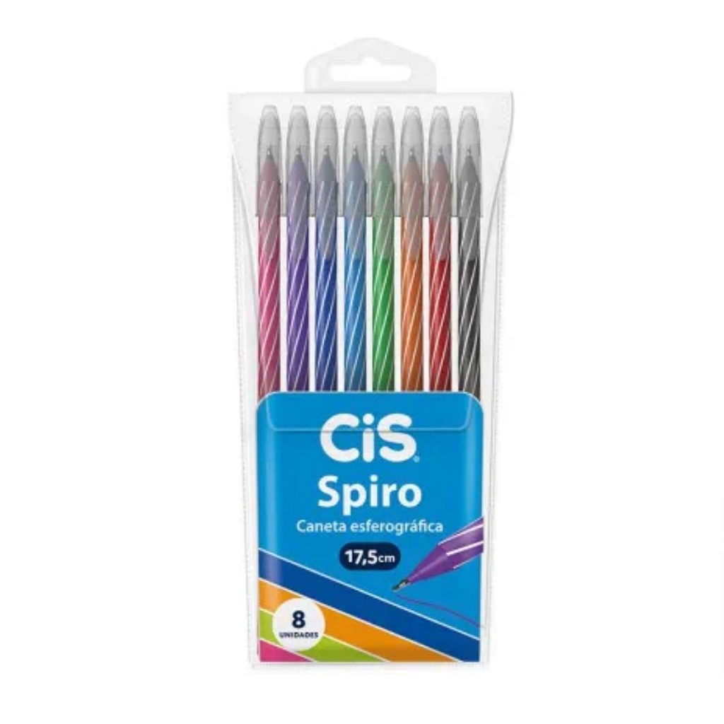 KIT CANETAS ESFEROGRÁFICAS CIS SPIRO 8 UND 0.7MM | Shopee Brasil