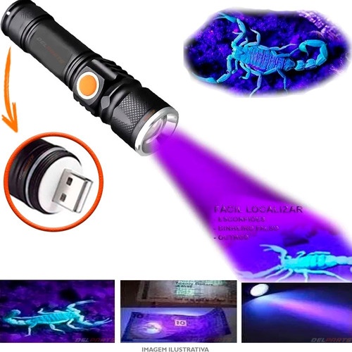 Lanterna LED Luz Negra Ultravioleta UV Escorpião Insetos | Shopee Brasil