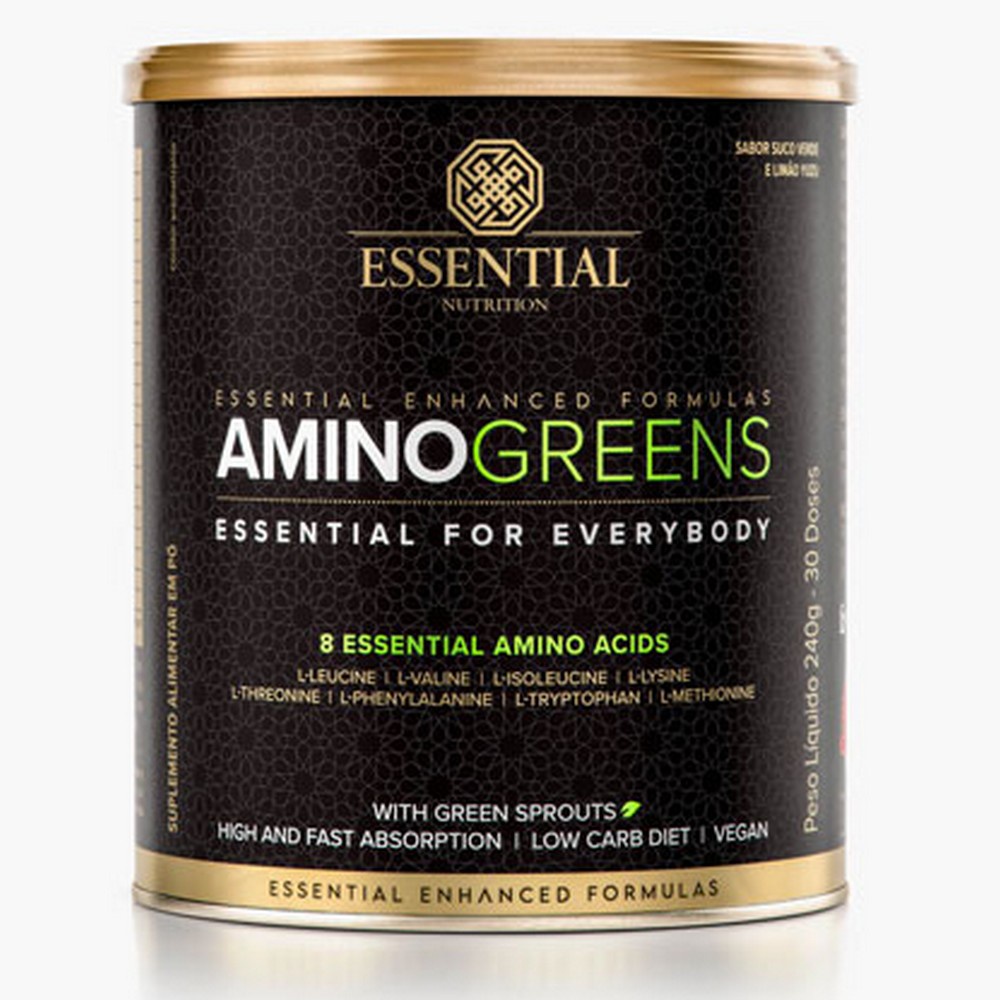 Amino Greens (240g) - Aminoácidos Essenciais - Essential Nutrition ...