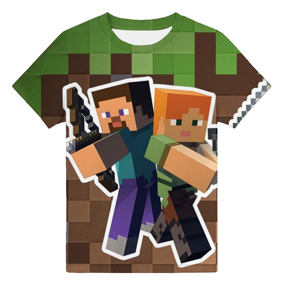 Jogo De Caixa De Areia Minecraft Meninos Verão Camiseta Crianças ...