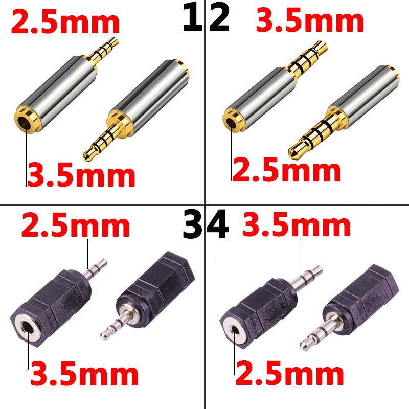 Tomada 3,5 mm A 2,5 Adaptador De Áudio Macho Conector Fêmea Para Cabo Do Alto-Falante Aux Fone ...