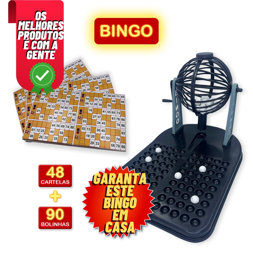 Jogo De Bingo 48 Cartelas com 90 Bolinhas | Shopee Brasil