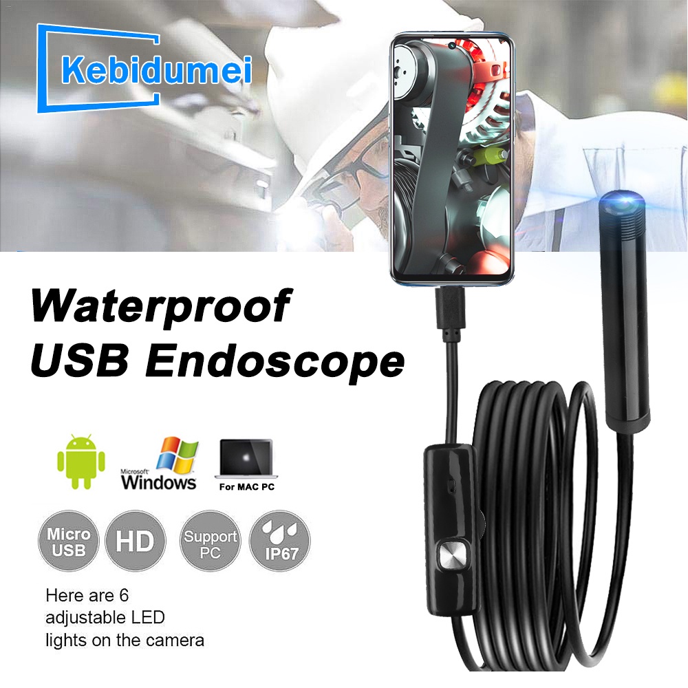 5.5MM 7MM Android Endoscope Camera 3 In 1 USB/Micro Type-C Borescope ...