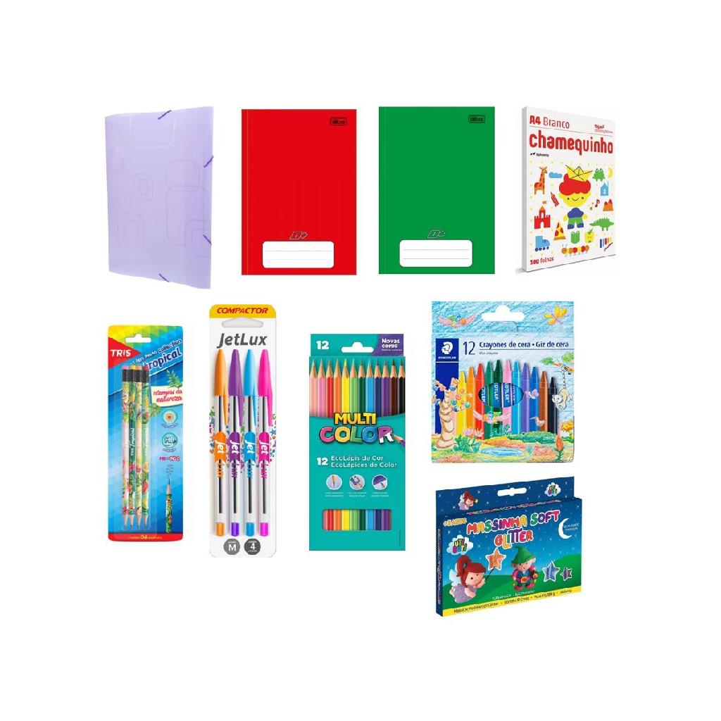 Kit Material Escolar Infantil 9 unidades Sortido Multimarc | Shopee Brasil