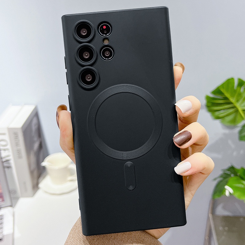 Carregamento Sem Fio De Luxo Silicone Macio Para Capa Magsafe Samsung Galaxy S22 S21 S23 Ultra ...