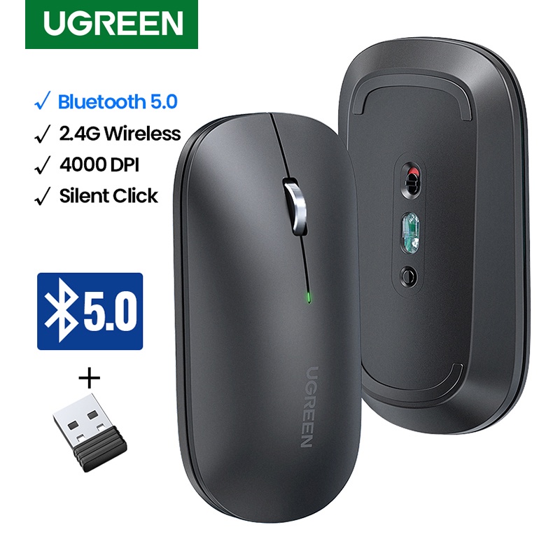UGREEN 2.4G Mouse Bluetooth Sem Fio 4000 DPI Slim Silencioso Para PC ...