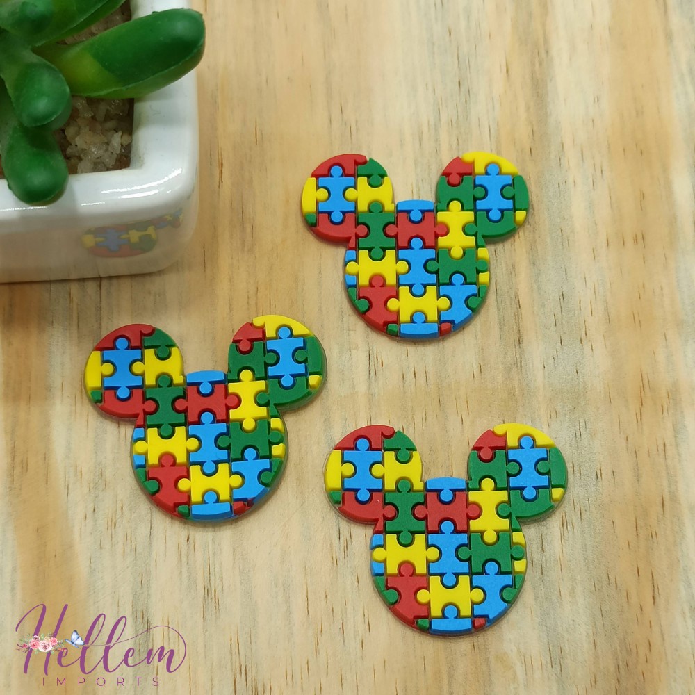 Aplique Mickey Símbolo Autismo 40x35mm Emborrachado (2 peças) | Shopee ...