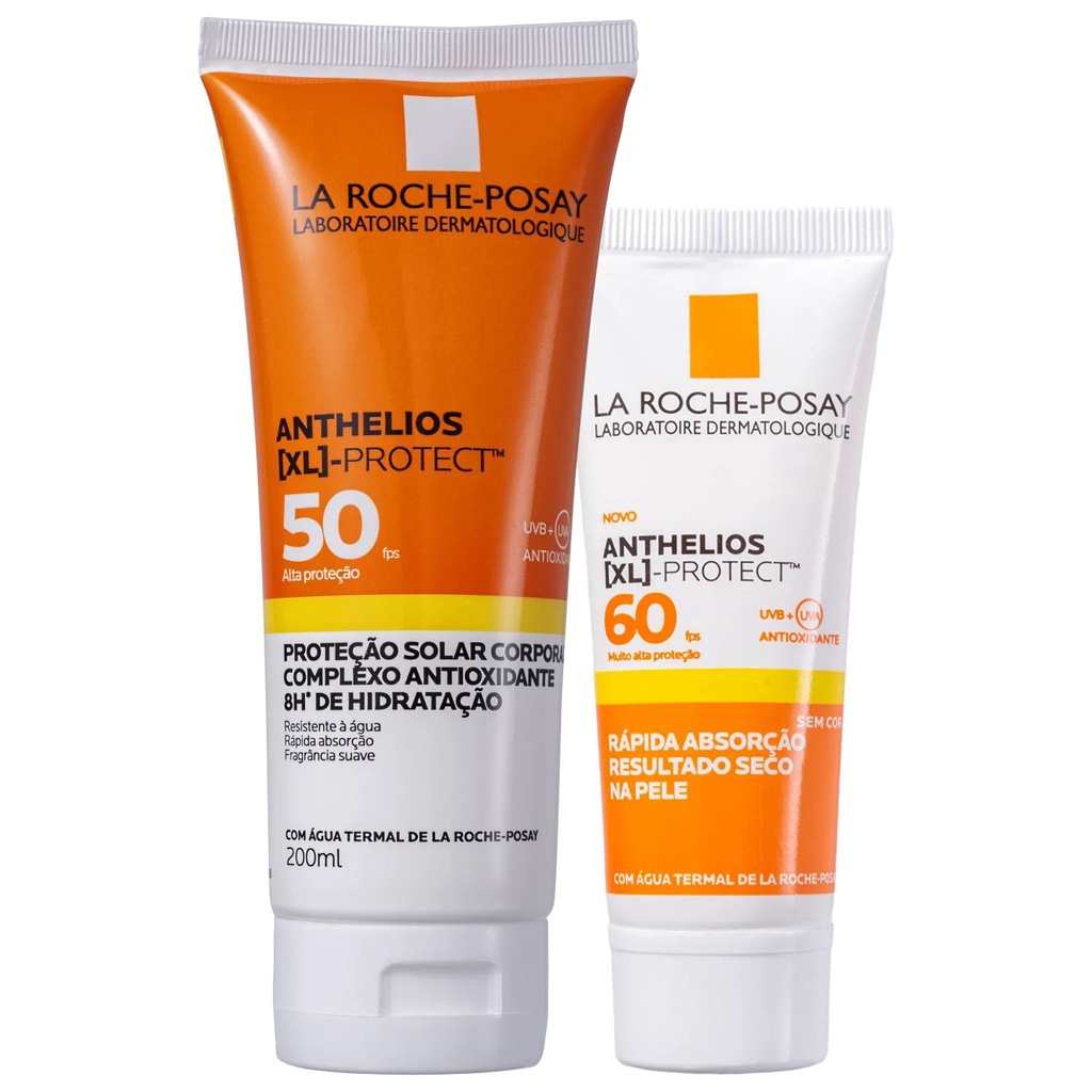 Kit Protetor Solar Corporal FPS50 200ml e Facial FPS60 40g La Roche ...