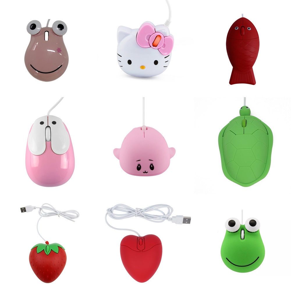 15 Estilos Rato Kawaii Mini USB Com Fio Design Animal Criativo Sapo ...