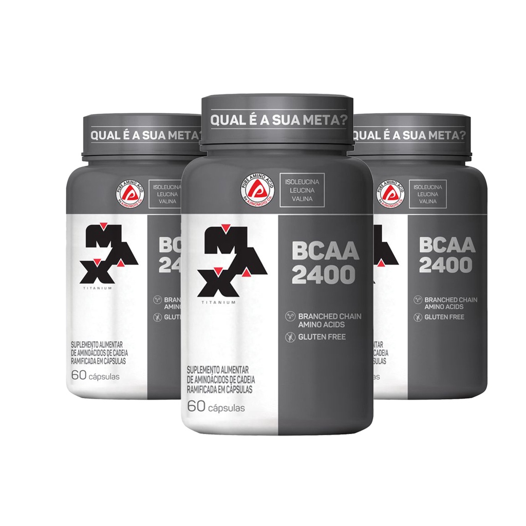 KIT - 3x BCAA 2400 POTE COM 60 CAPS - MAX TITANIUM | Shopee Brasil