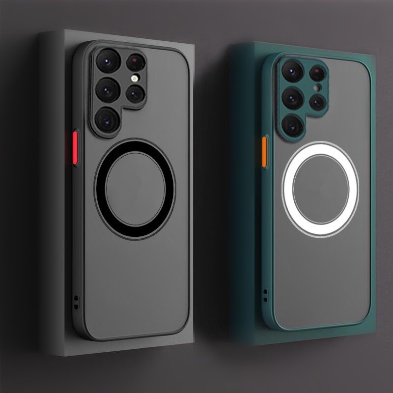 Magsafe Carregamento Sem Fio Capa De Celular Macia Para Samsung S23 Ultra S22 S21 Plus S20FE ...