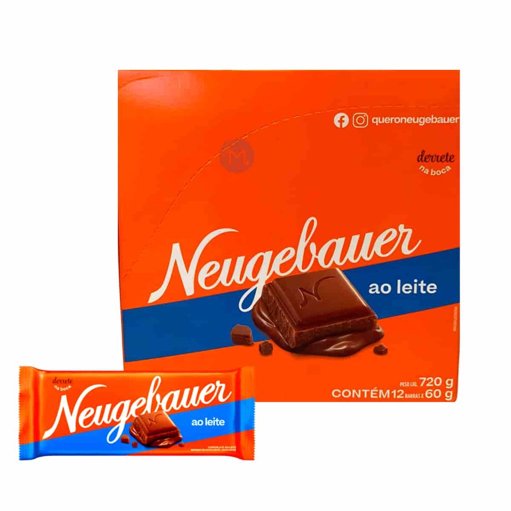 Barra de Chocolate Ao Leite Neugebauer com 12 unidades de 60g | Shopee Brasil