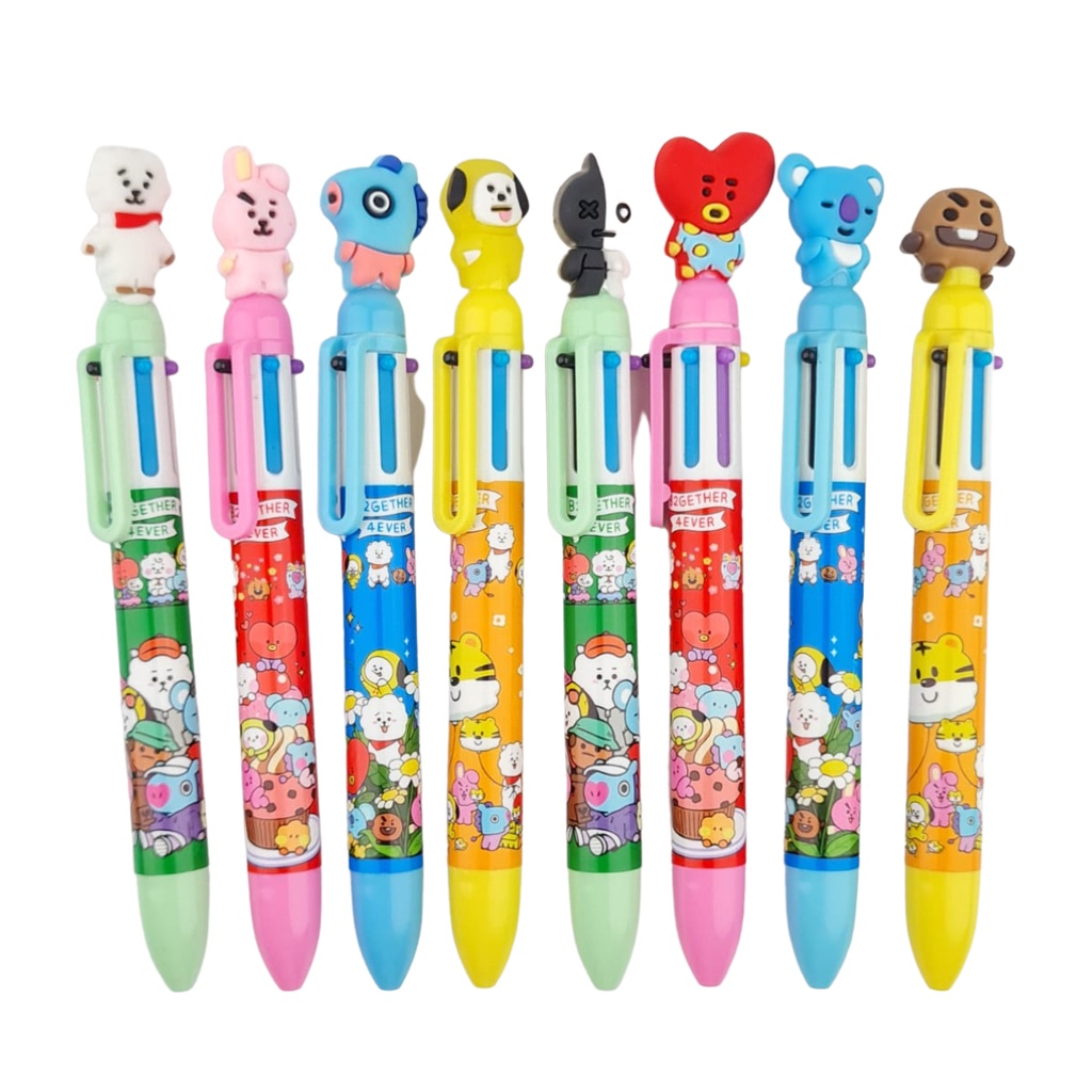 Caneta esferográfica Bts 6 cores Kpop - Papelaria Criativa | Shopee Brasil