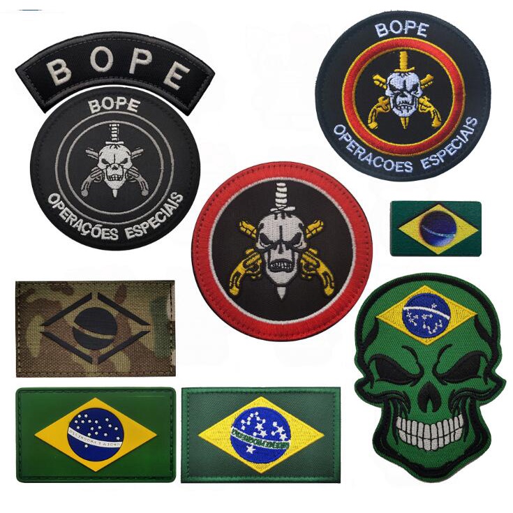 Bandeira Nacional BOPE BOPE Brasil Bandeira Nacional Bordado em Pano ...