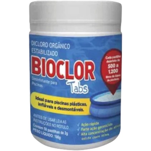 Cloro Organico BIOCLOR com 50 pastilhas de 2 g | Shopee Brasil