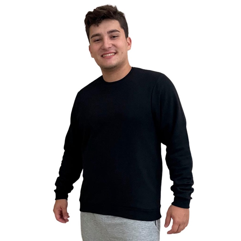 Moletom Gola Redonda Careca Masculino Feminino Algodão Flanelado Blusa ...