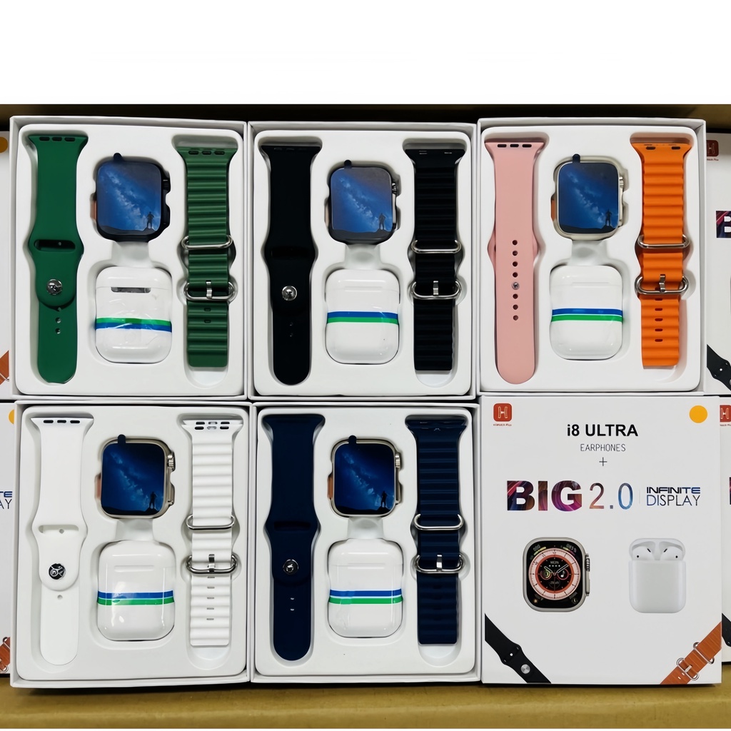 Fone De Ouvido i8 Ultra Smartwatch TWS 2 Em 1 BT Chamada Smart Reloj BIG 2.0 Polegadas 49mm ...