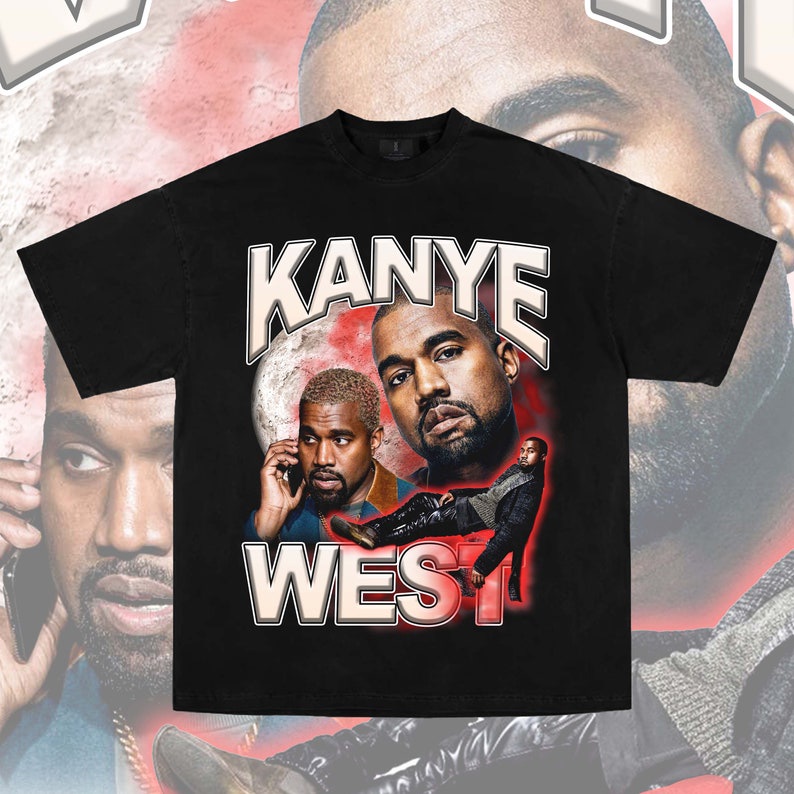 Camiseta Masculina Kanye West PNG rapper hiphop 90s Bootleg T Shirt ...