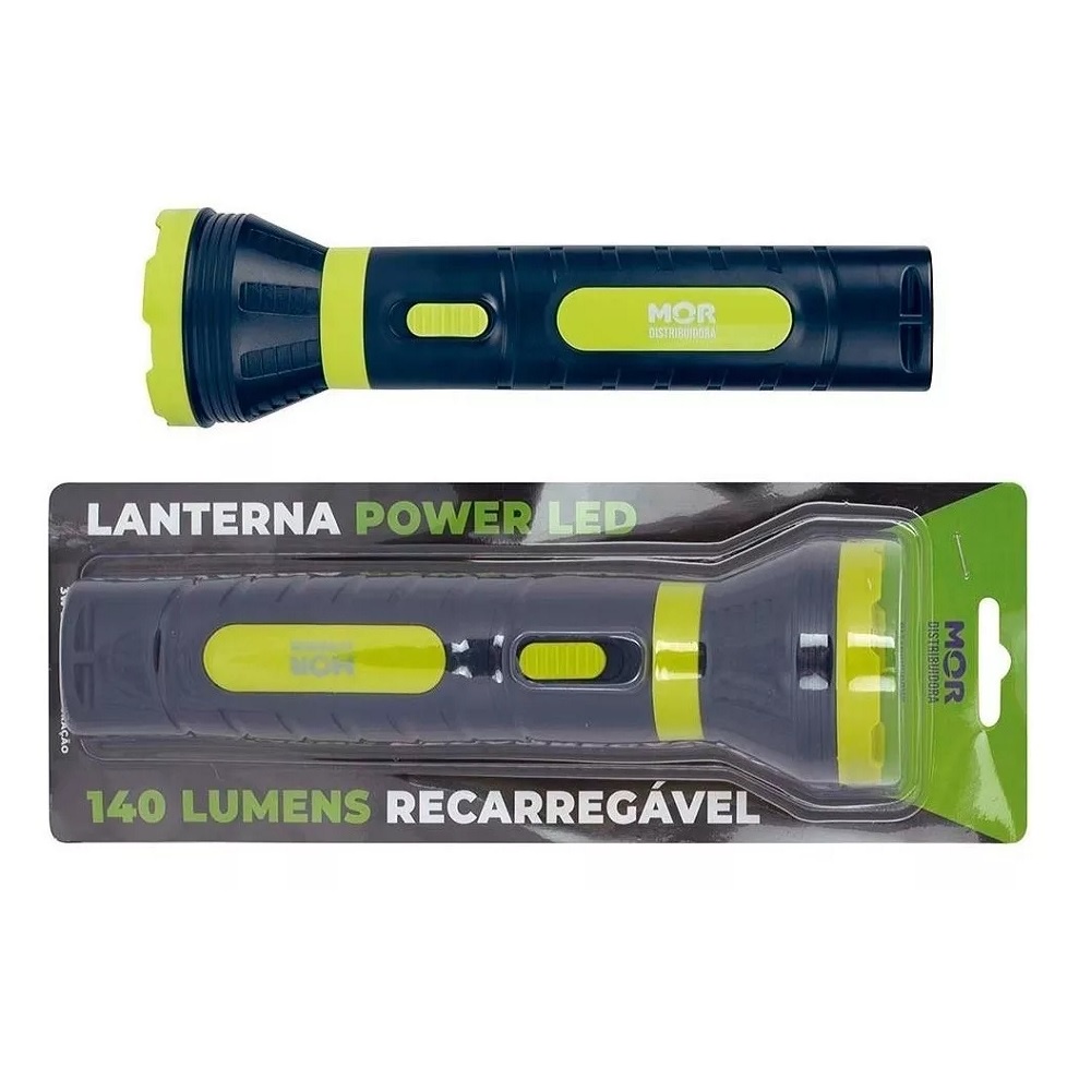 LANTERNA RECARREGAVEL MODELO POWER LED 140 LUMENS - MOR | Shopee Brasil