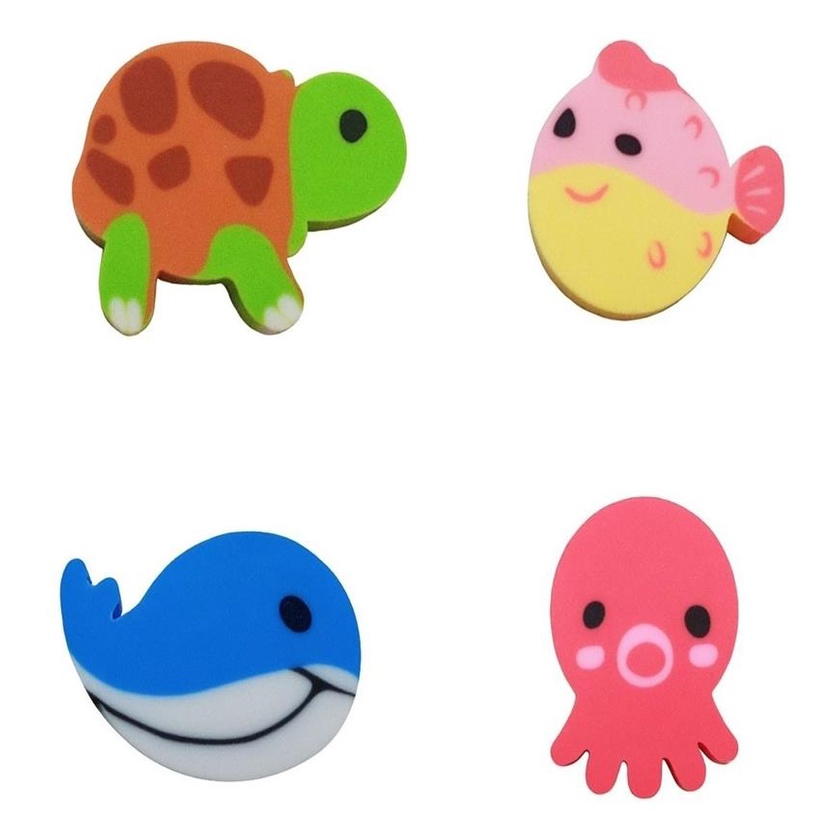 Kit 4 Mini Borrachas Escolares Educativas Bubble Tartaruga Frutas ...