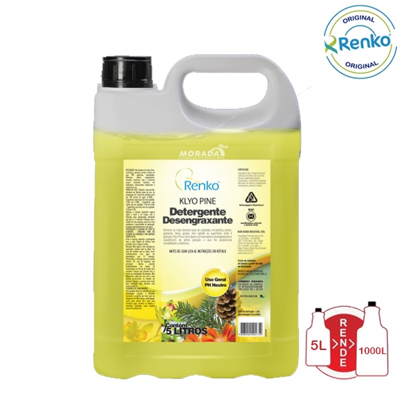 Klyo Pine Detergente Desengraxante 5 Litros Concentrado - Renko | Shopee Brasil