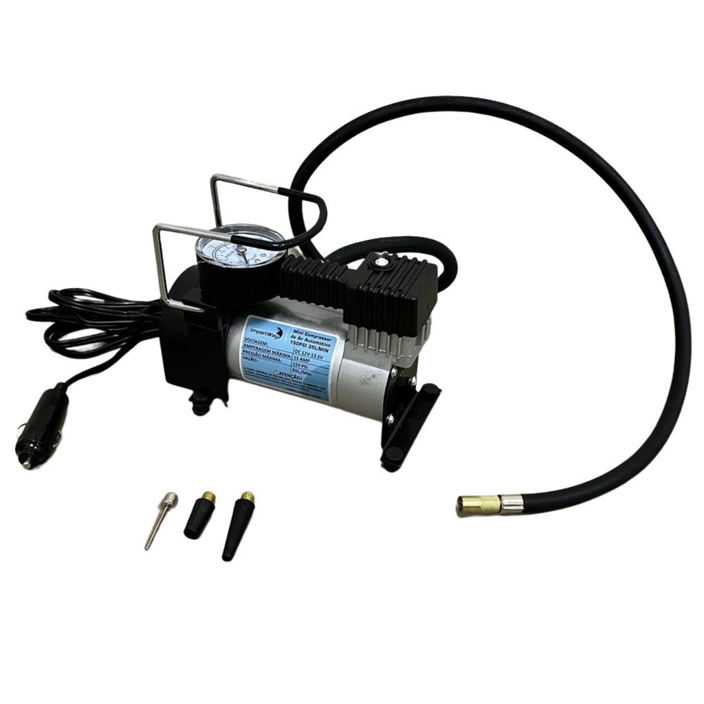 Mini compressor de ar 12v carro pneu bola 150psi 35l/min, Mini ...