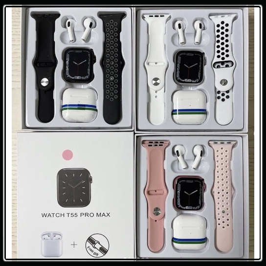 Smartwatch T55 Pro Max TWS Fone De Ouvido 2 Em 1 BT Chamada Reloj Smart ...