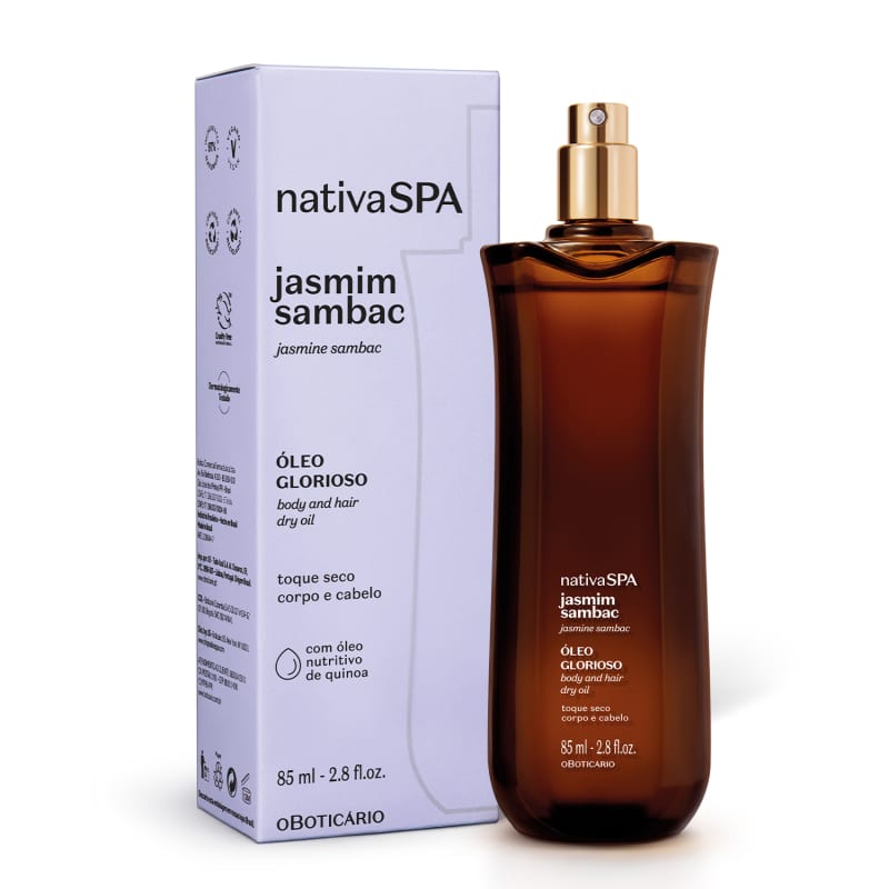 O BOTICARIO NATIVA SPA OLEO GLORIOSO JASMIM SAMBAC 85ml | Shopee Brasil