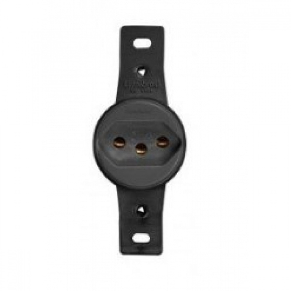 TOMADA 2P+T 10A REDONDA HASTE LONGA PRETA PADRAO BRASIL BLUX | Shopee Brasil