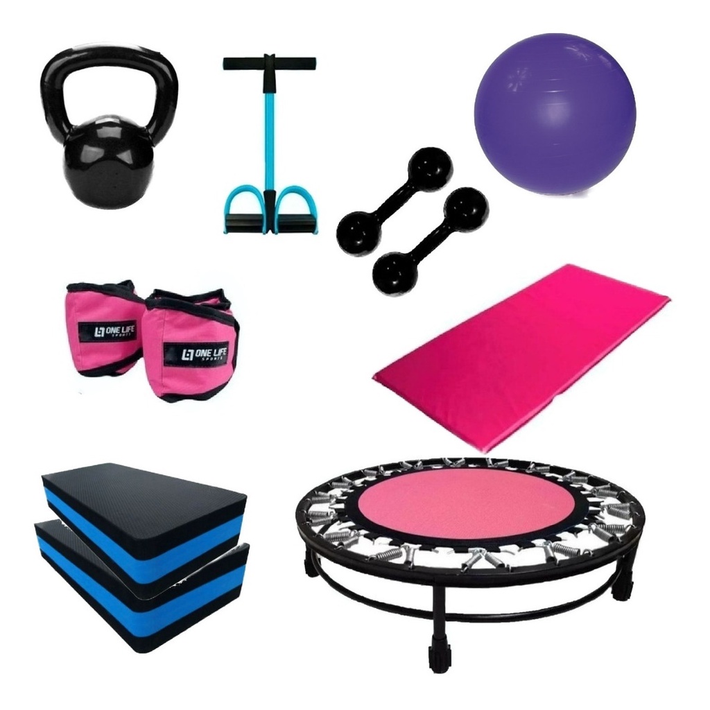 Kit Ginástica - Mini Jump + Pesos + Colchonete + Step + Bola | Shopee ...