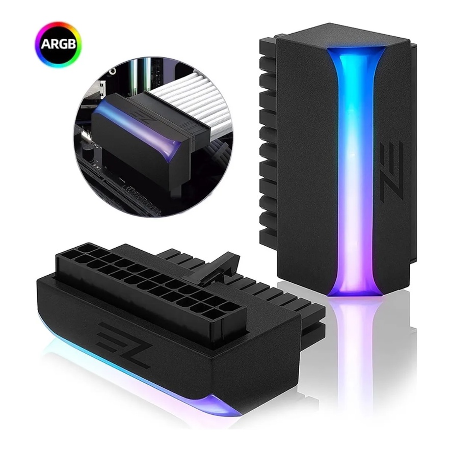 Adaptador 90º Atx 24 Pinos Argb 5v Fonte Placa Mãe Led Gamer | Shopee Brasil