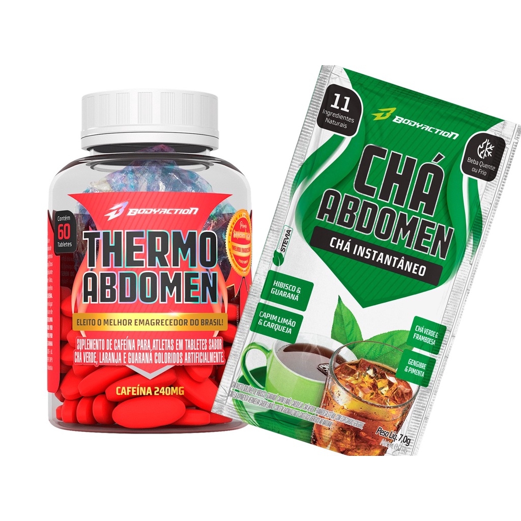 Thermo Abdomen 60 Comp + 15x Sachês Chá Abdomen Detox Bodyaction ...