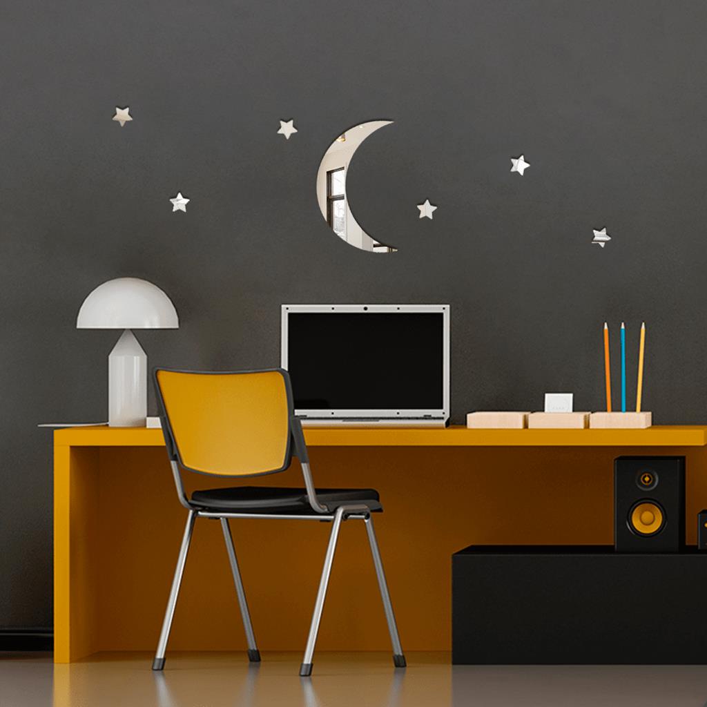 Espelho Fases Da Lua Estrelas Decorativo Quarto Sala Bebe Acrilico Espelhado | Shopee Brasil