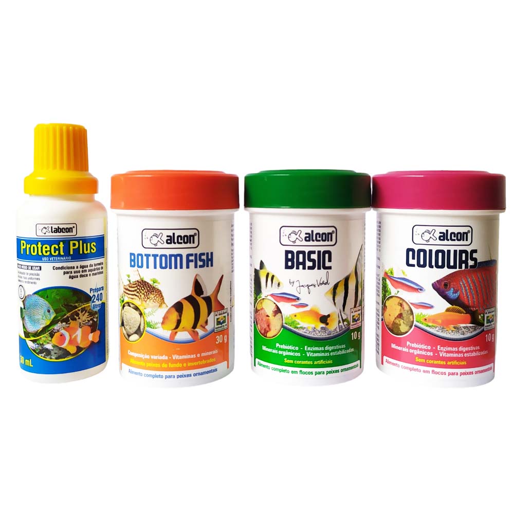 Kit Ração para Peixe Alcon Basic, Colours 10g, Bottom Fish 30g e ...