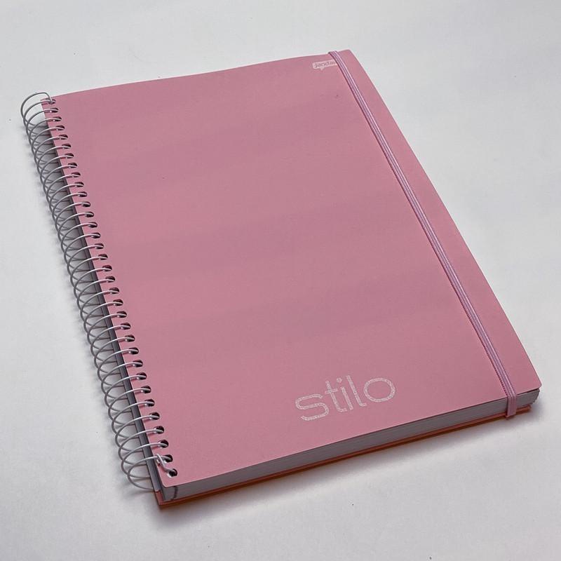 Caderno Stilo Com Elástico Jandaia Rosa Liso 10 Matérias 160 Folhas ...
