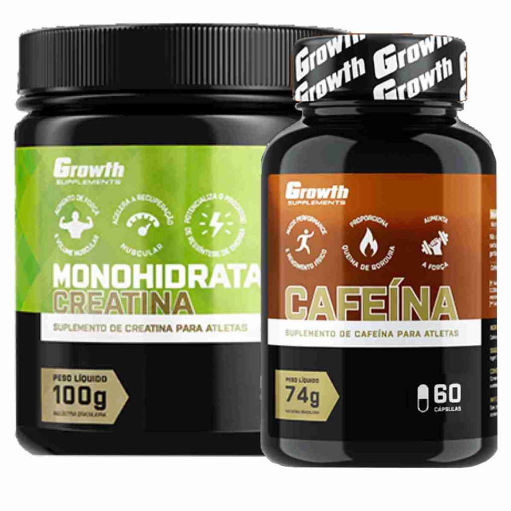 Creatina 100g Monohidratada + Cafeina 420mg 60 Caps Growth | Shopee Brasil