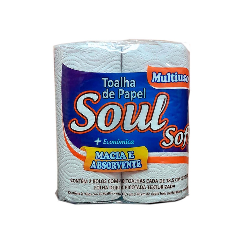 Papel Toalha Soul Soft Pacote com 2 Rolos folha dupla | Shopee Brasil
