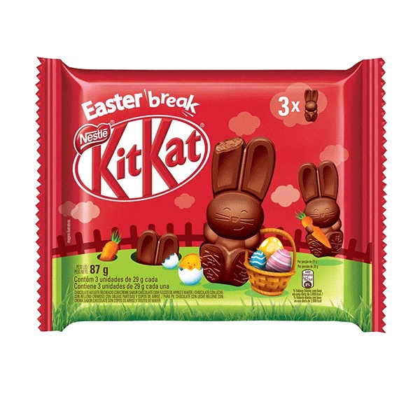 Chocolate Kit Kat Páscoa Coelho Easter Break 87g c/ 3 Unid. | Shopee Brasil