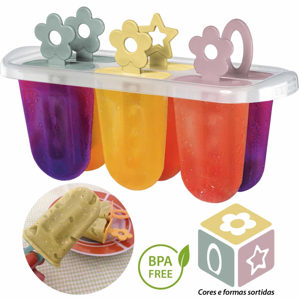 Forma de Picolé com Palitos Molde Picoleteira 6 Cavidades Forminha ...