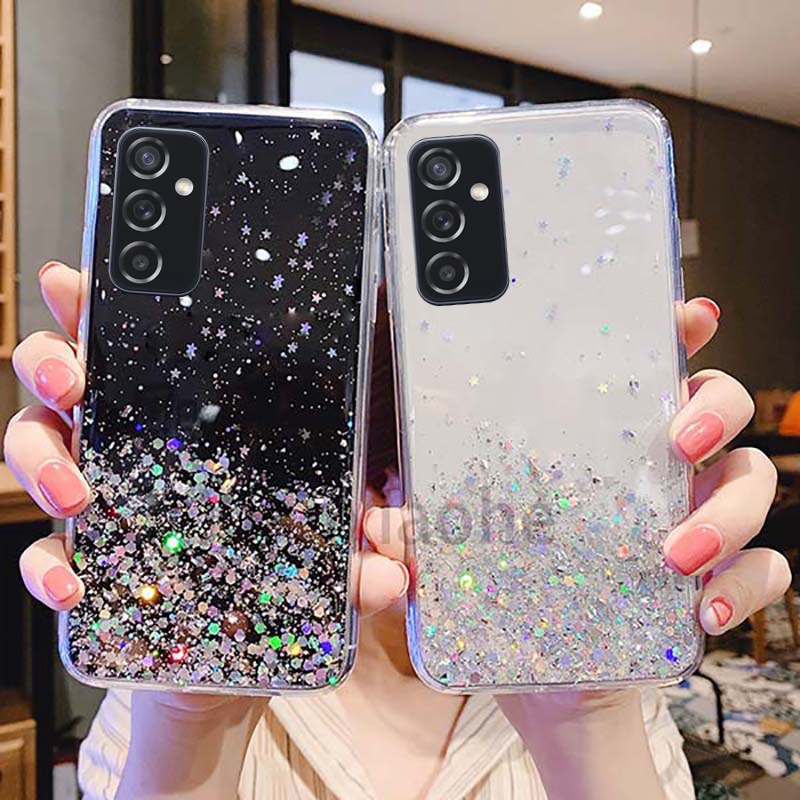 Capa De Telefone Glitter Estrela Macio TPU Silicone Transparente Traseira Para Samsung Galaxy ...
