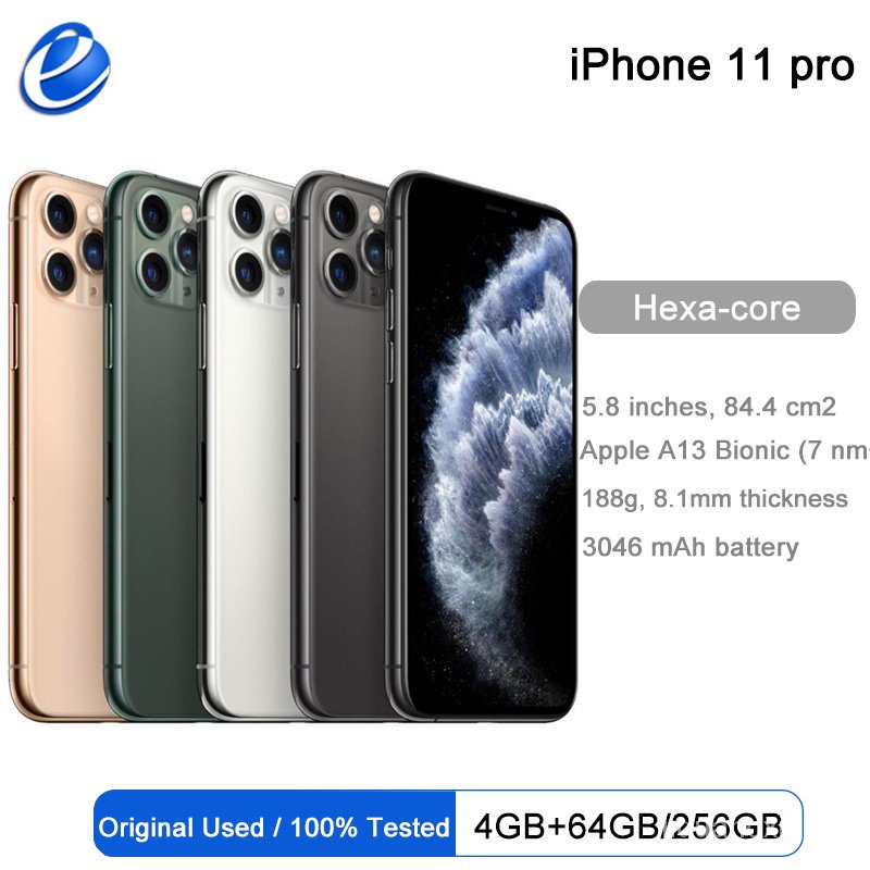 Original iPhone 11 Pro/Pro Max Câmera Traseira Tripla 5.8/6.5 "; Super AMOLED Display A13 ...