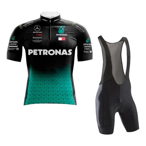 Kit Bretelle Forro Gel Camisa Ciclismo Petronas Full Zíper Manga Curta ...