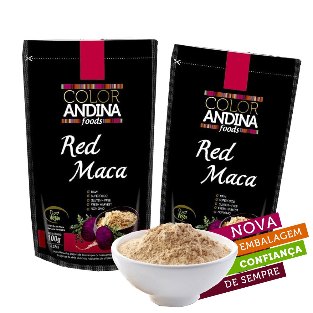 Maca Peruana Red (vermelha), Color Andina Food, 2 StandUps de 100g ...
