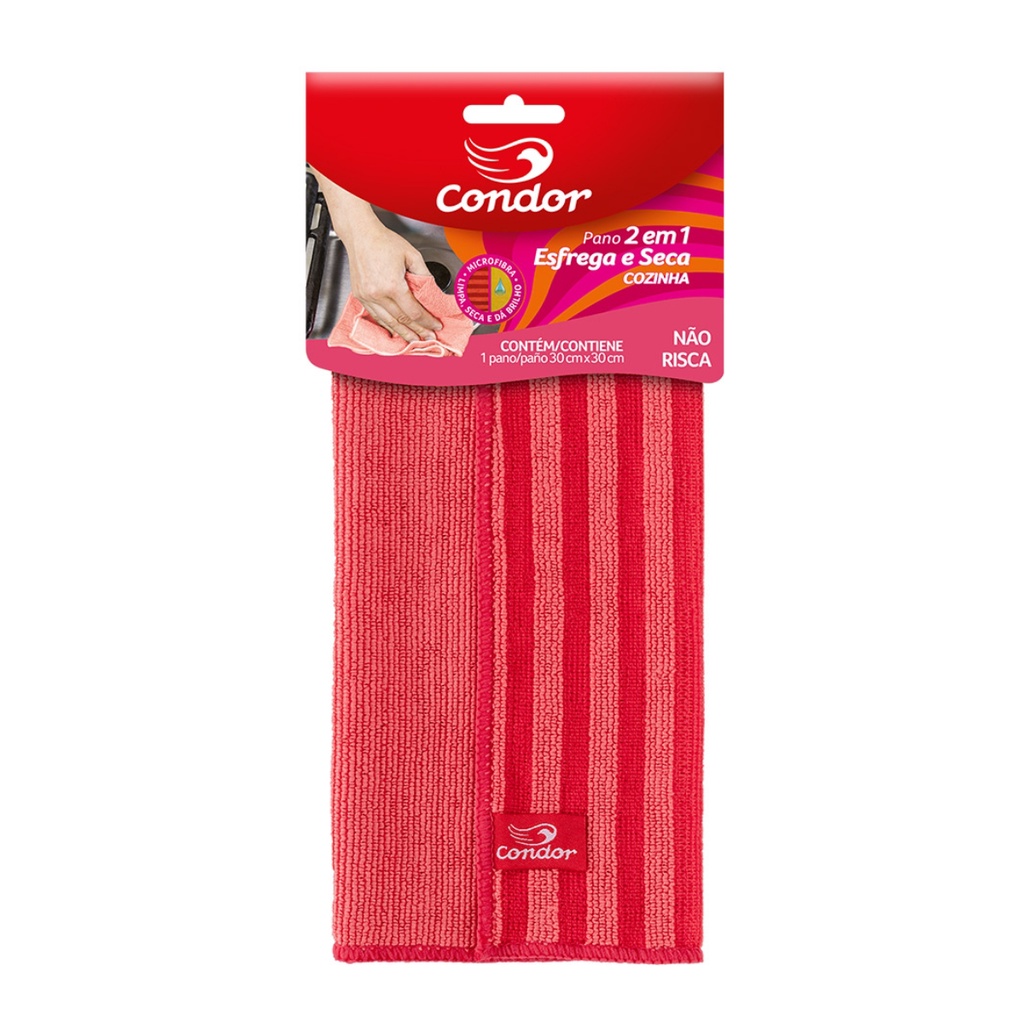 Pano de Microfibra Esfrega e Seca Pia Cozinha 30x30cm Rosa - Condor ...