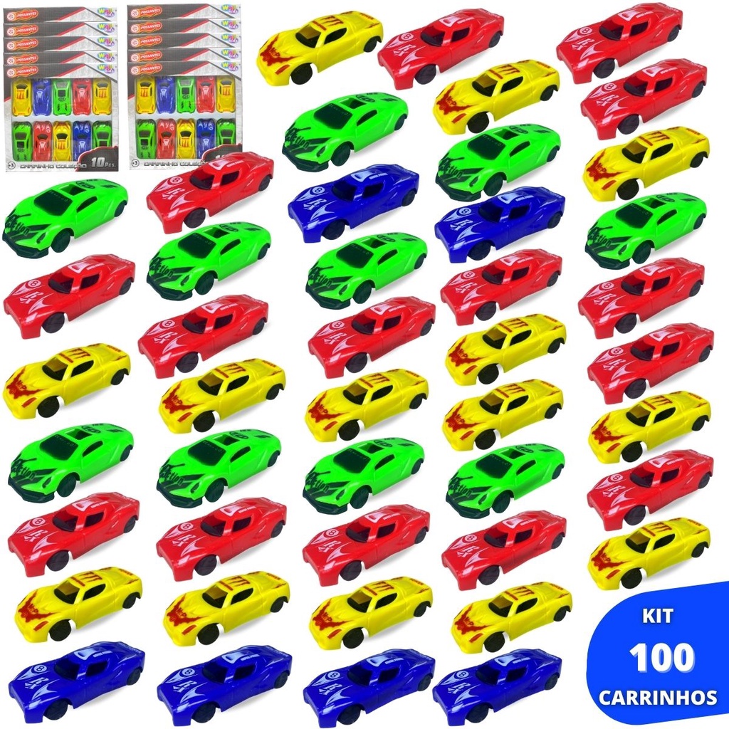 Kit 100 Carrinhos Plástico Infantil Coleção Mini Carros | Shopee Brasil