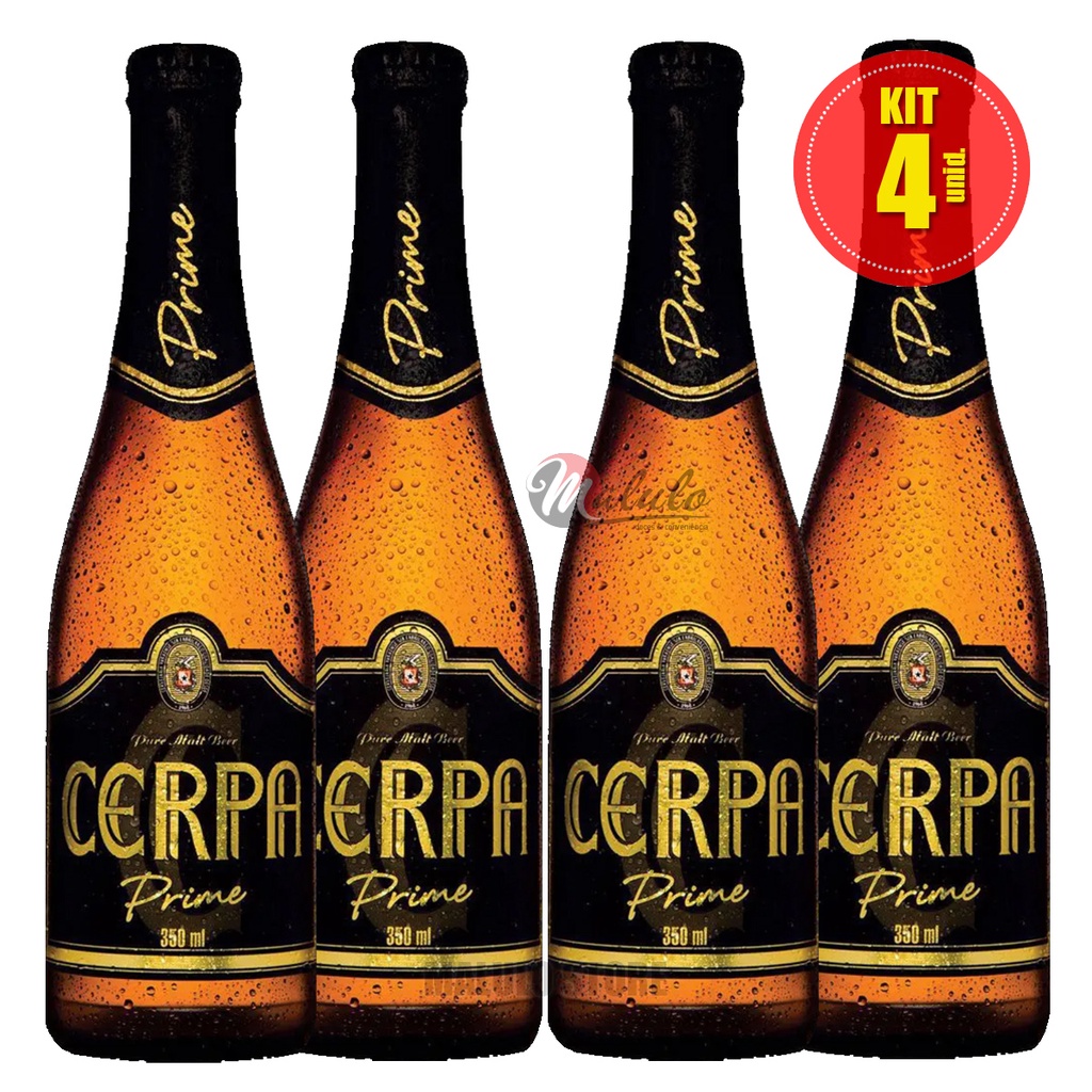 Cerveja Cerpa Prime Puro Malte 350ml Kit 4 Unidades | Shopee Brasil